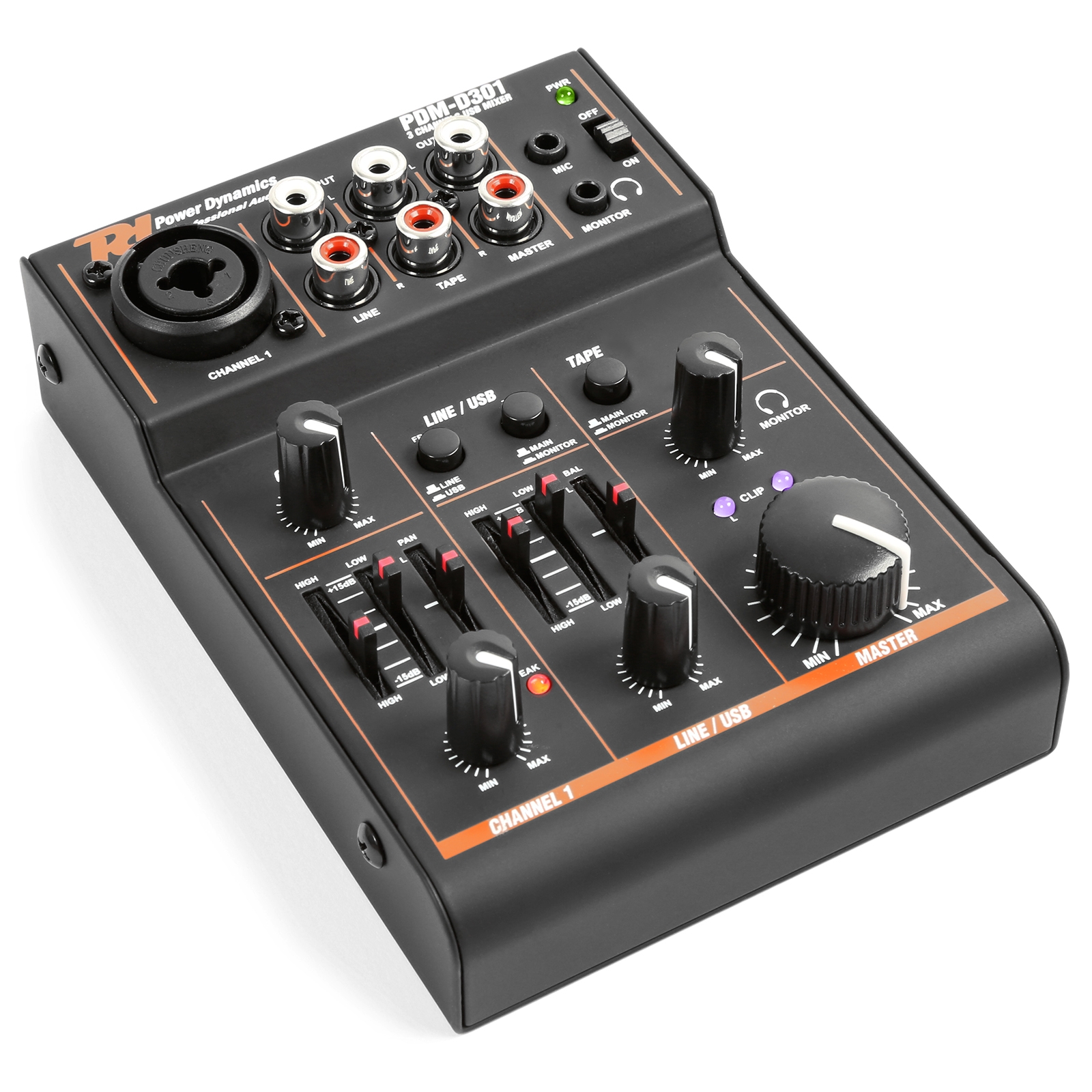 PDM-D301 3-Channel USB Mixer - Power Dynamics