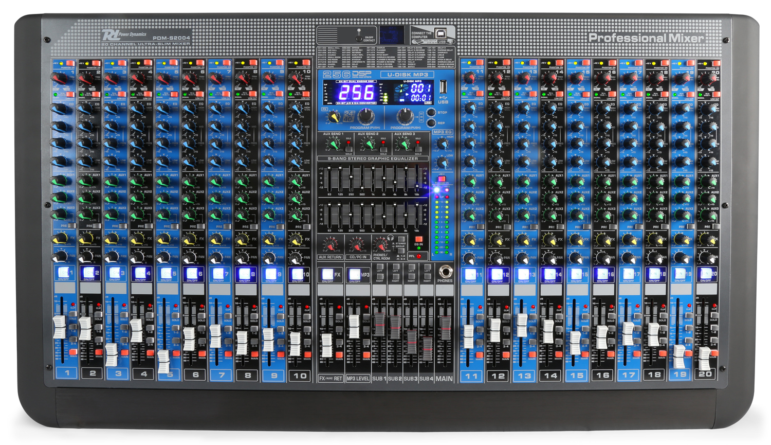 PDM-S2004 20-Channel 2 Sections Mixer - Power Dynamics