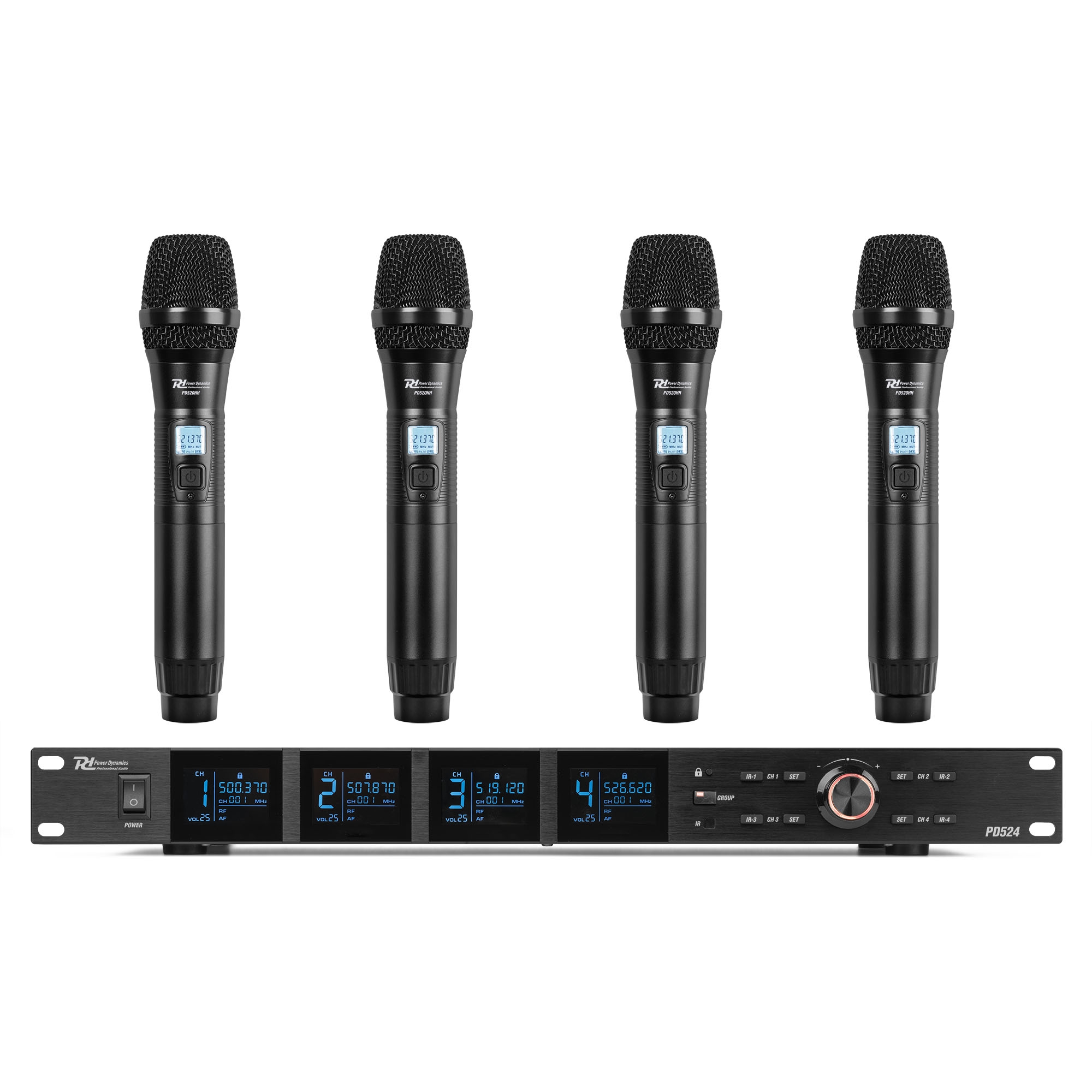 PD524 UHF Wireless Microphone Set with 4 handheld microphones - Power ...