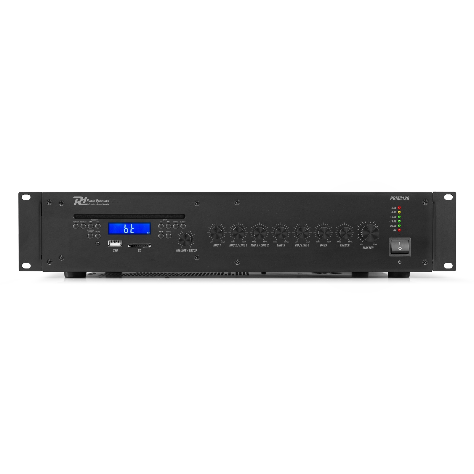 PRC120 100V Mixer Amplifier with CD 120W - Power Dynamics