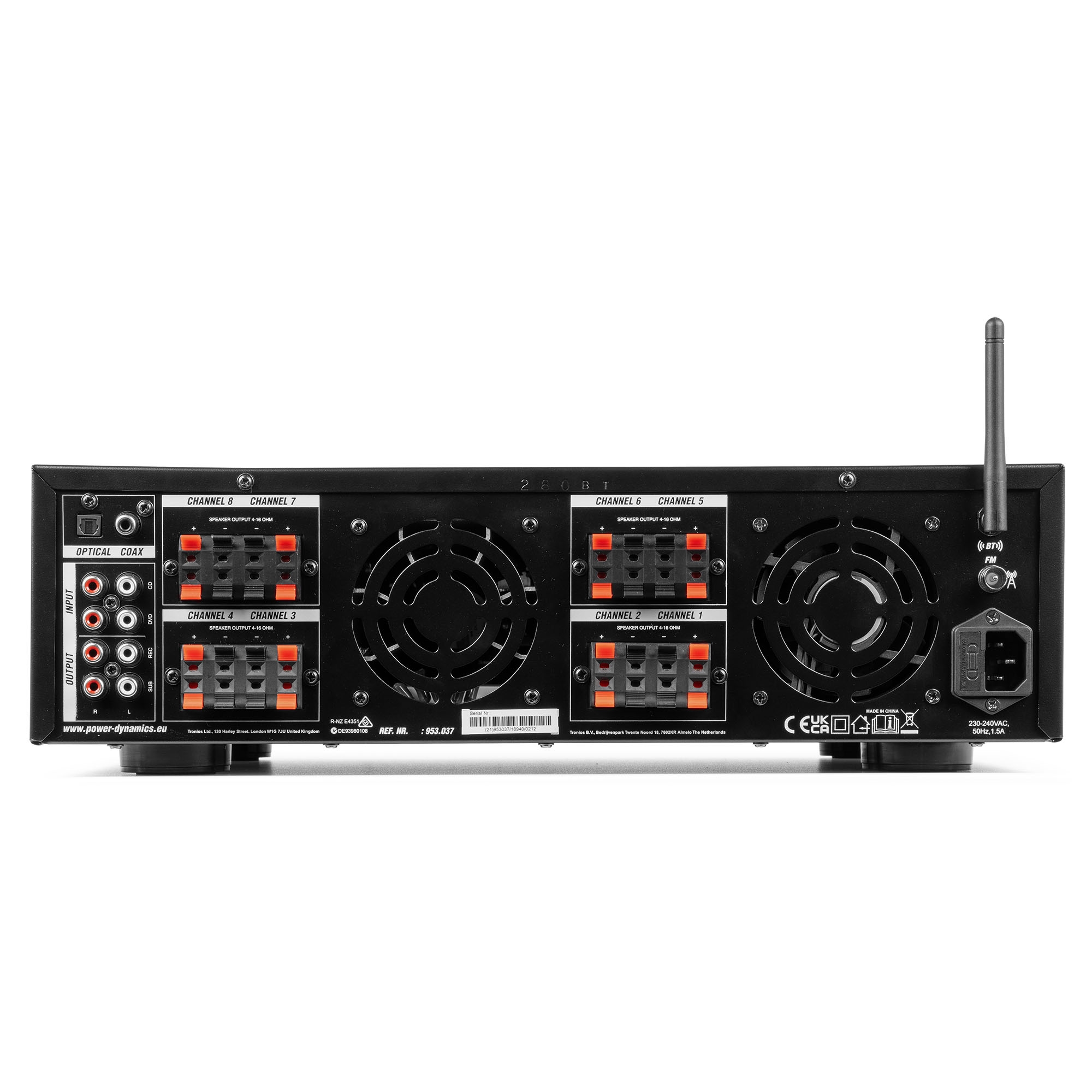 PV280BT 8-Zone Audio Amplifier System 800W - Power Dynamics