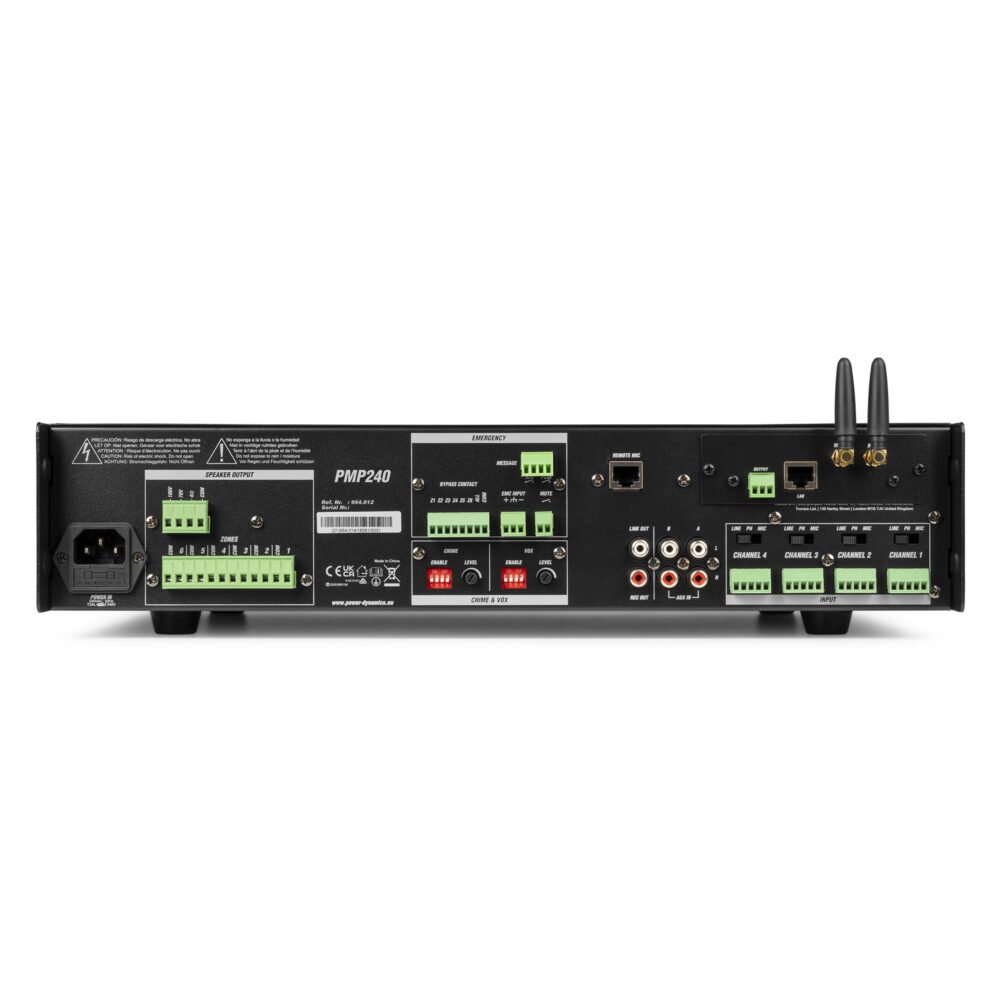 PMP240 Commercial Mixer Amplifier 240W 6 zones - Power Dynamics