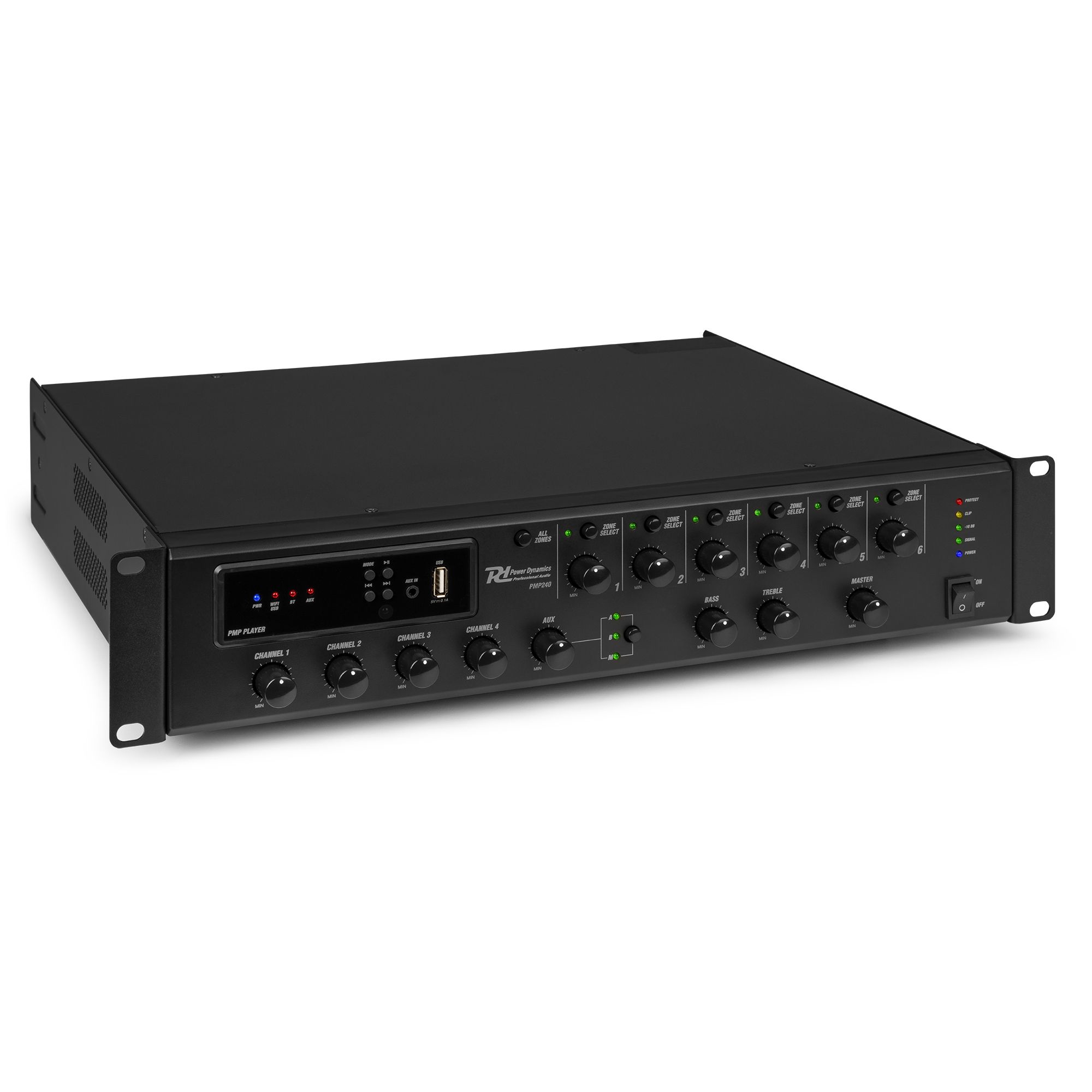 PMP240 Commercial Mixer Amplifier 240W 6 zones - Power Dynamics
