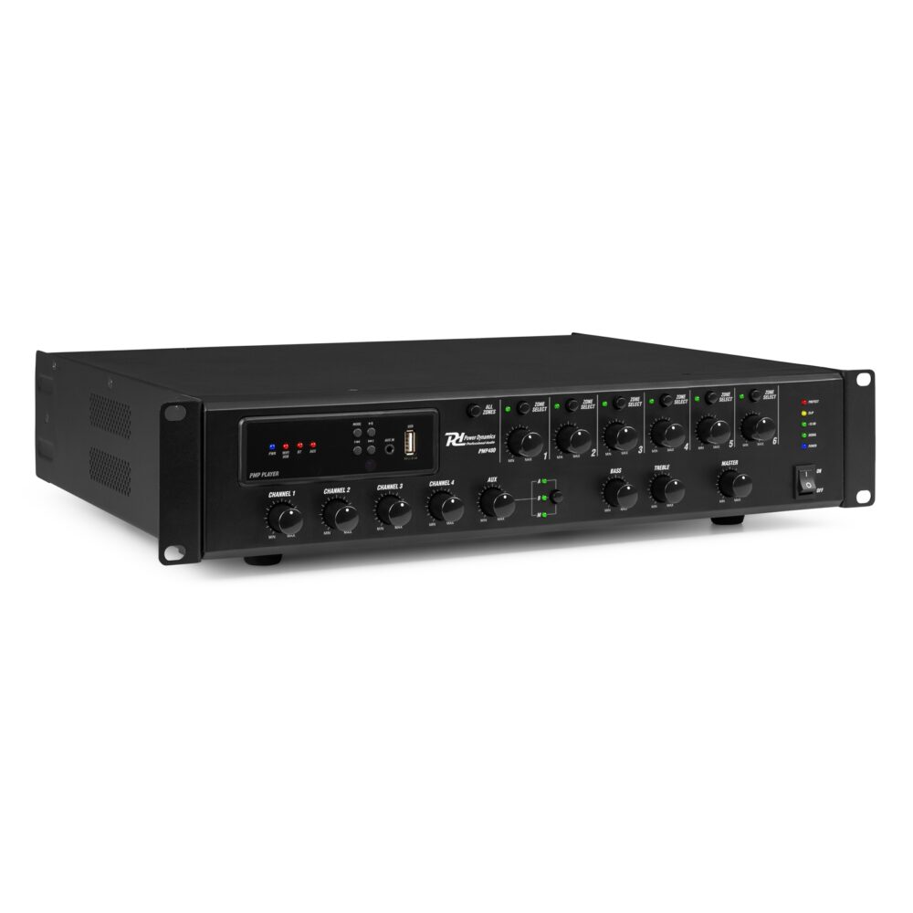 PMP480 Commercial Mixer Amplifier 480W 6 zones - Power Dynamics